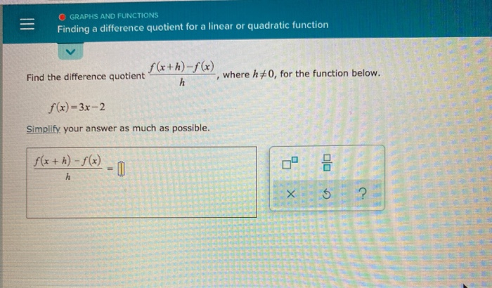 Solved Ographs And Functions Finding A Difference Quotient
