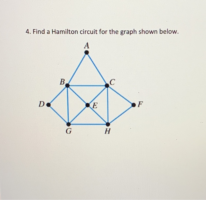 Solved 4. Find a Hamilton circuit for the graph shown below. | Chegg.com