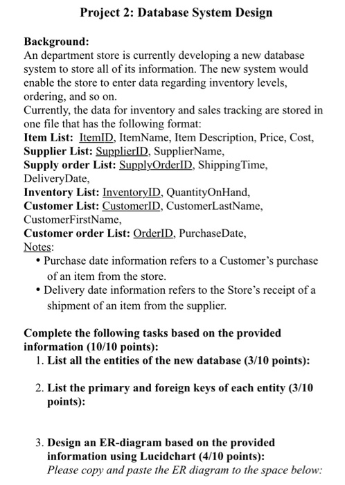Solved Project 2: Database System Design Background:An | Chegg.com