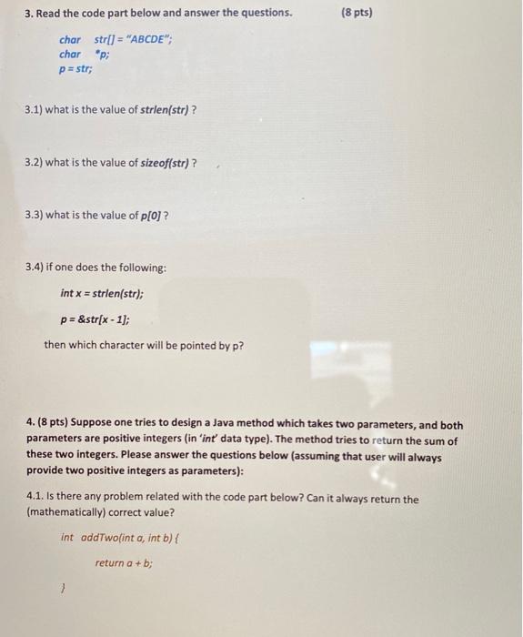 Solved (8 pts) 3. Read the code part below and answer the | Chegg.com Solved (8 pts) 3. Read the code part below and answer the | Chegg.com