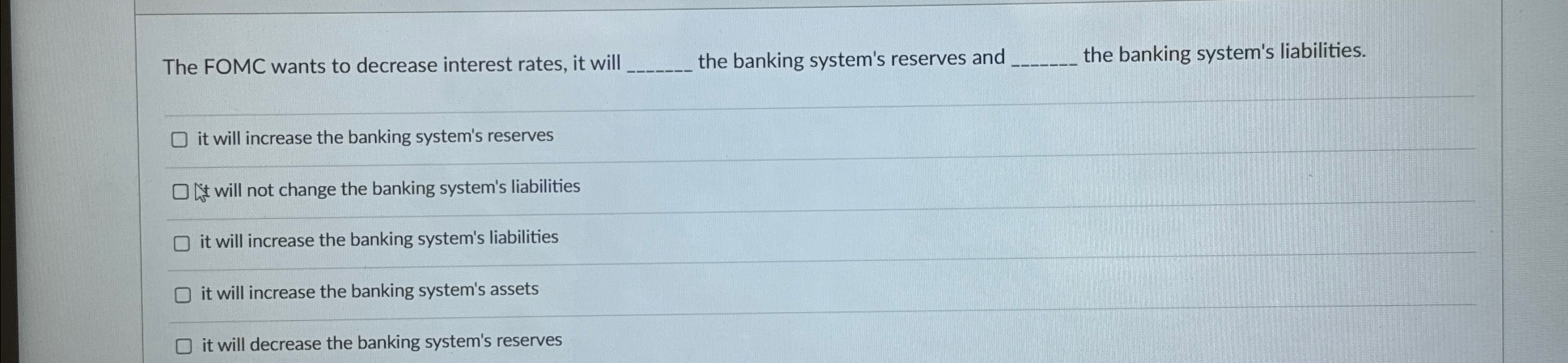 Solved The Fomc Wants To Decrease Interest Rates It Will Q Chegg