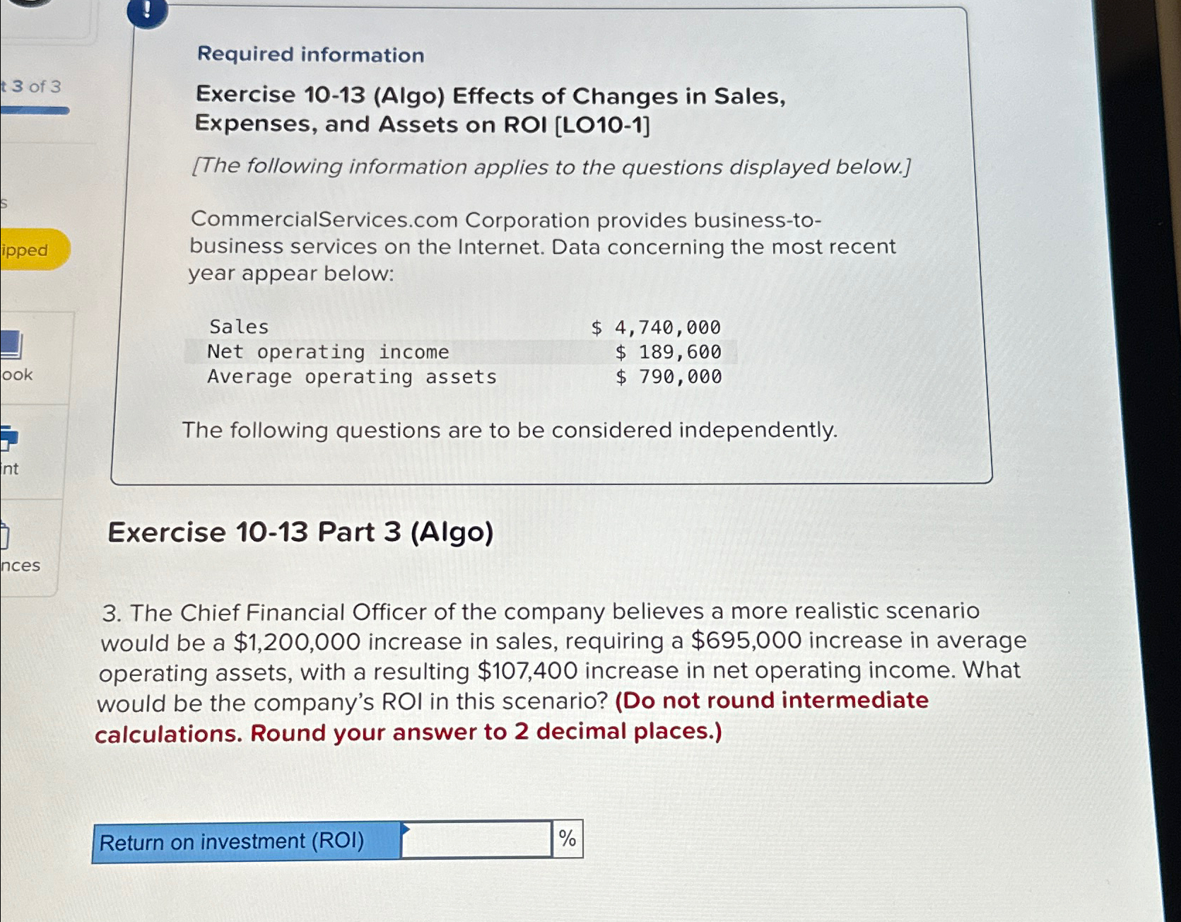 Solved Required informationExercise 10-13 (Algo) ﻿Effects of | Chegg.com