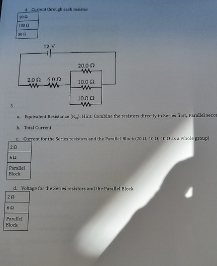 Solved d. ﻿Current through each resistor\table[[20Ω | Chegg.com