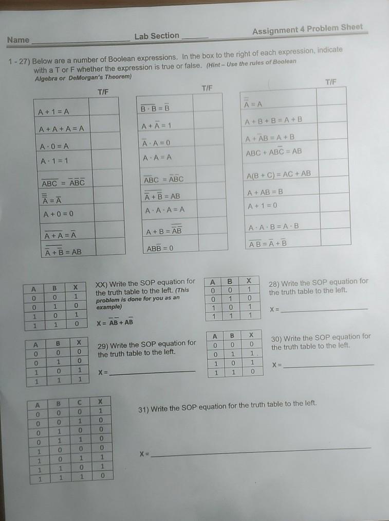 Solved Name Lab Section Assignment 4 Problem Sheet 1-27) | Chegg.com