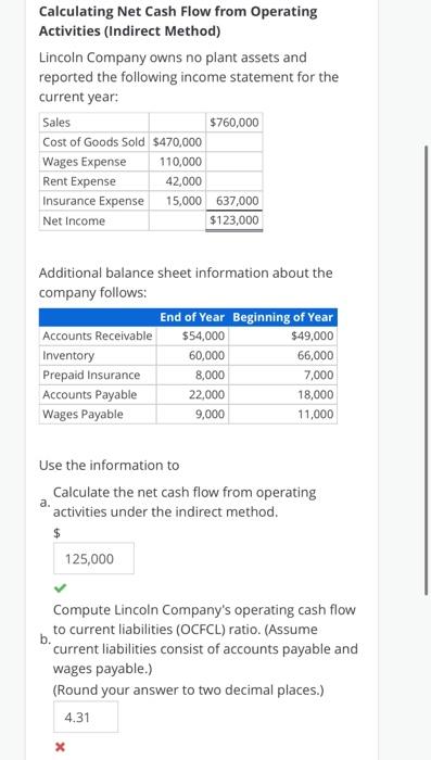 Solved Calculating Net Cash Flow from Operating Activities | Chegg.com