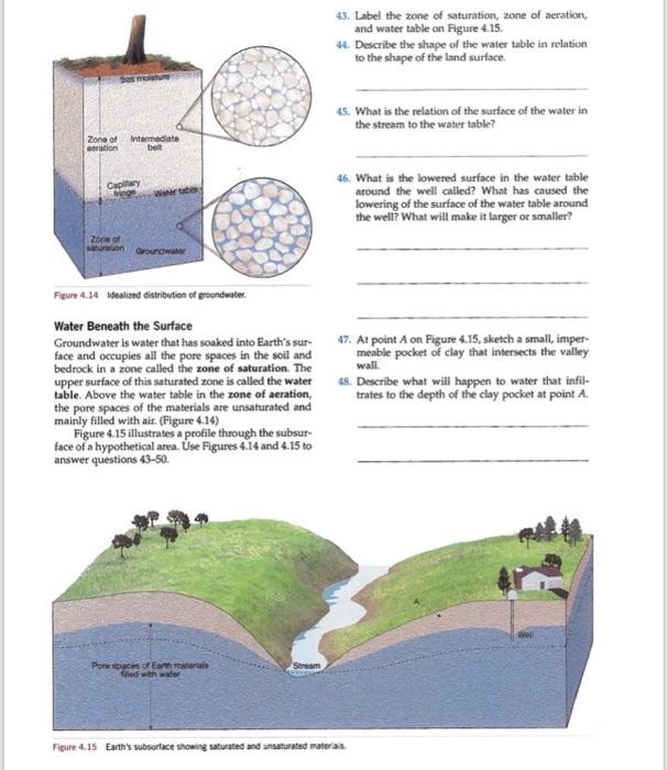 Solved 43. Label the zone of saturation, zone of acration, | Chegg.com