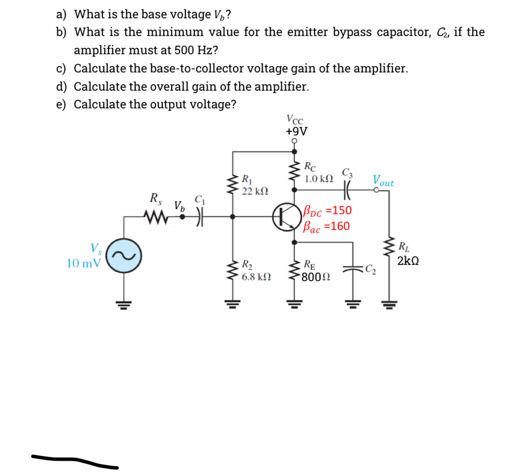 Solved a) ﻿What is the base voltage Vb ?b) ﻿What is the | Chegg.com
