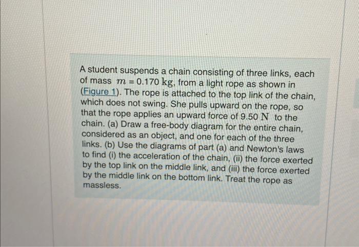 Solved A student suspends a chain consisting of three links, | Chegg.com