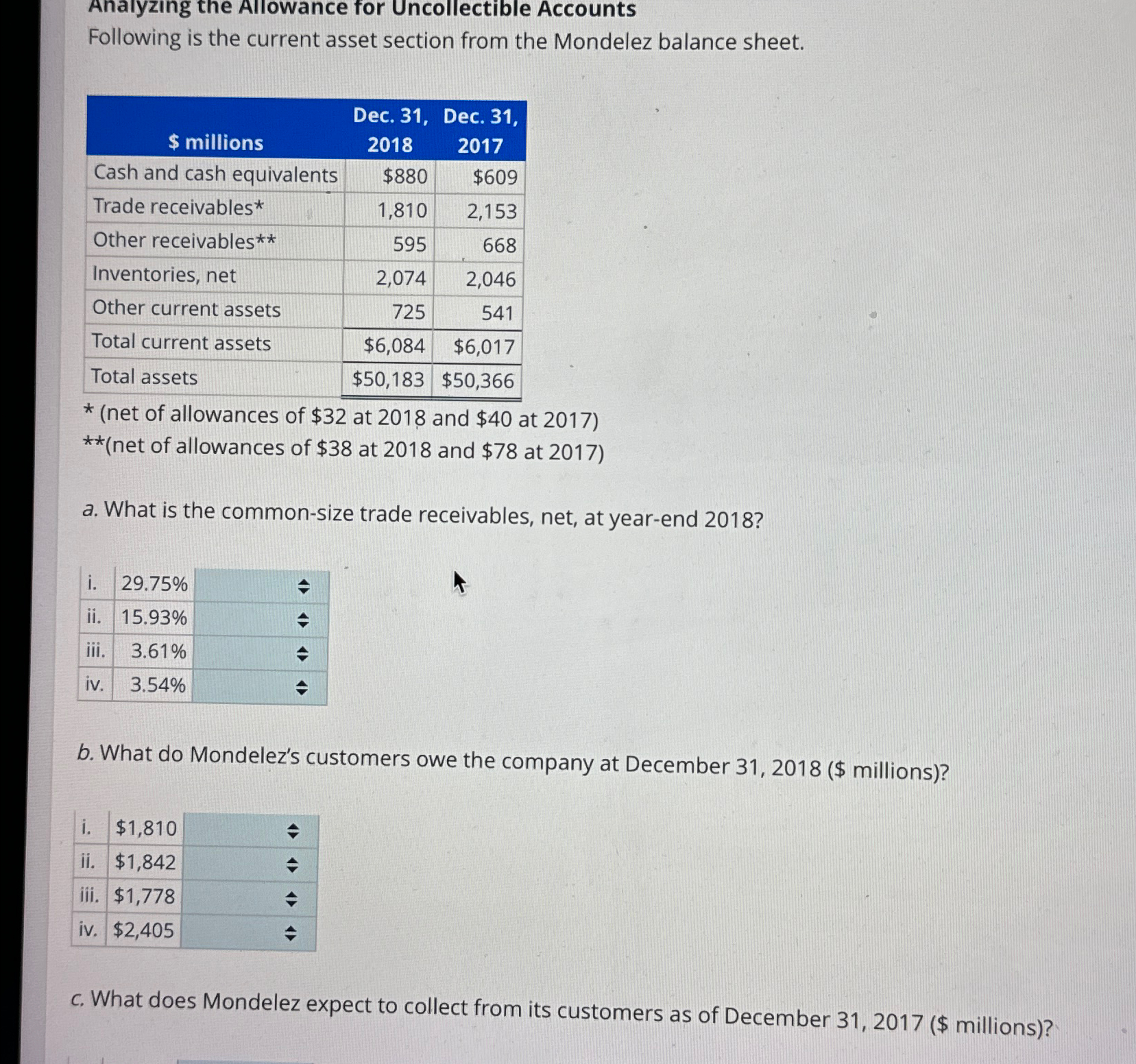 Solved Analyzing the Allowance for Uncollectible | Chegg.com