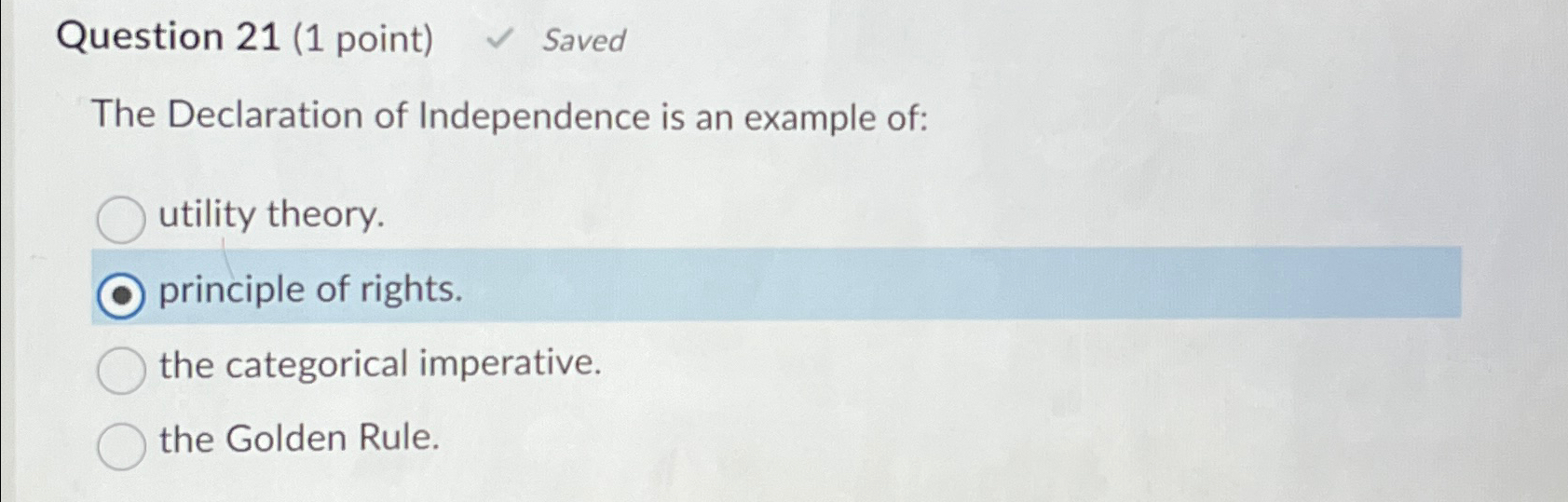 Solved Question 21 (1 ﻿point) ﻿SavedThe Declaration of | Chegg.com