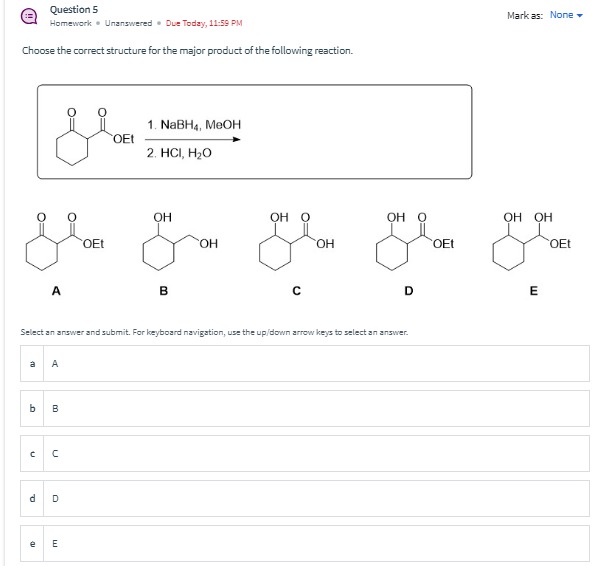 Solved Choose the correct structure for the major product of | Chegg.com