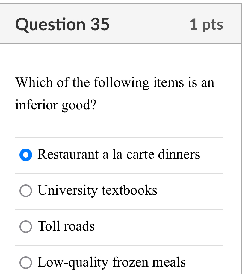 Solved Question 351 ﻿ptsWhich of the following items is an | Chegg.com