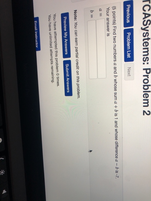 Solved TCASystems: Problem 2 Previous Problem List Next (5 | Chegg.com