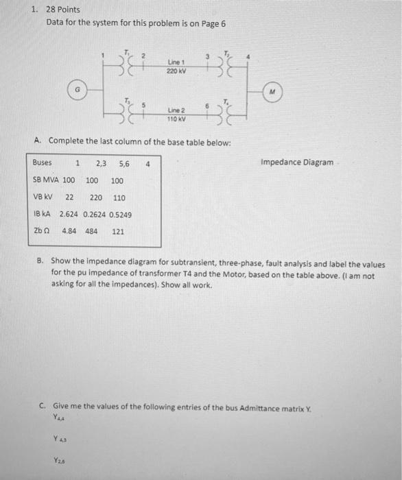 Solved 1. 28 Points Data for the system for this problem is | Chegg.com