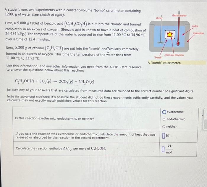 Solved A student runs two experiments with a constant-volume | Chegg.com