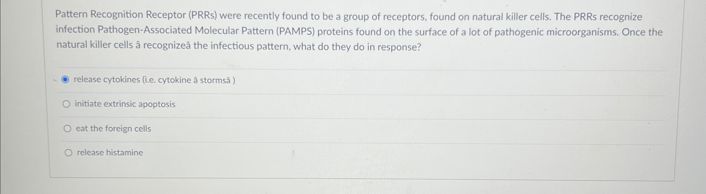 Solved Pattern Recognition Receptor (PRRs) ﻿were recently | Chegg.com