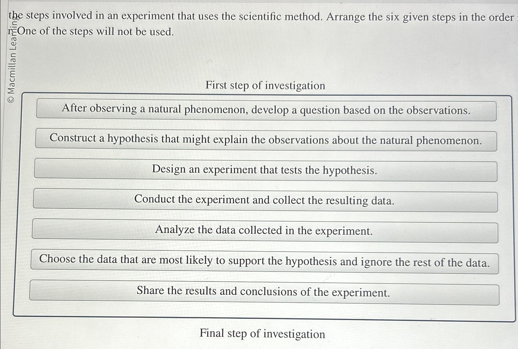 Solved the steps involved in an experiment that uses the | Chegg.com