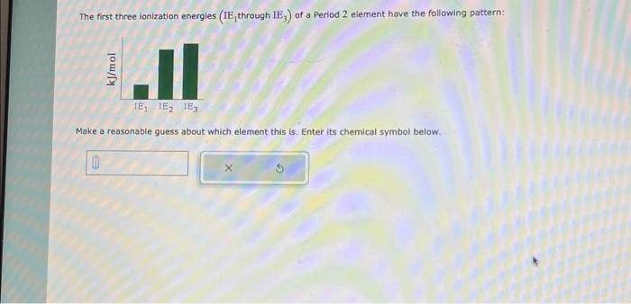 Solved The first three ionization energies (IE1 through IE3) | Chegg.com