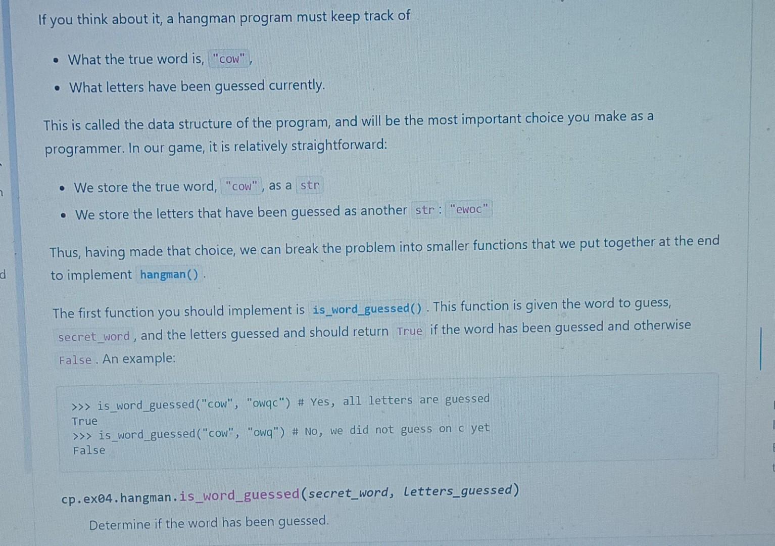 Solved If you think about it, a hangman program must keep | Chegg.com