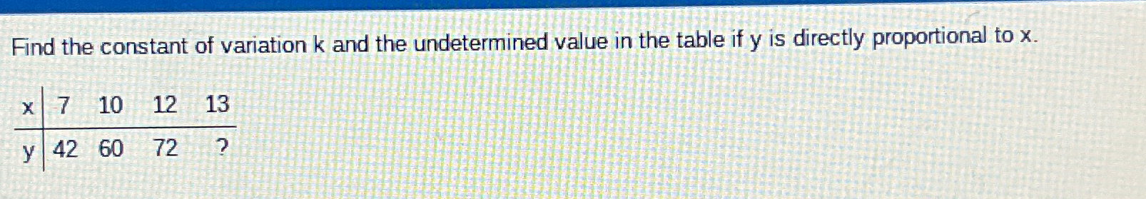 Solved Find the constant of variation k ﻿and the | Chegg.com | Chegg.com