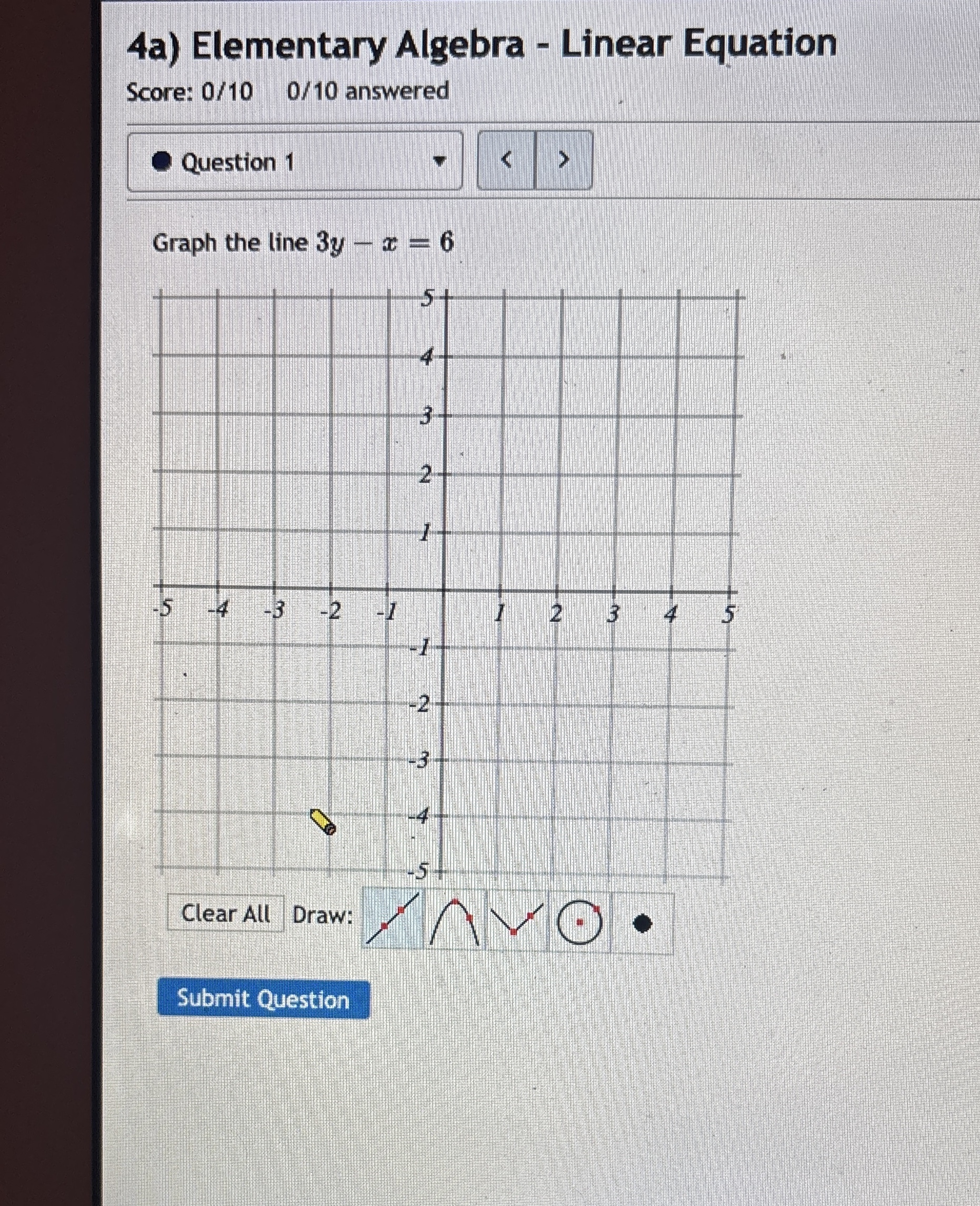 Solved 4a) ﻿Elementary Algebra - ﻿Linear EquationScore: | Chegg.com