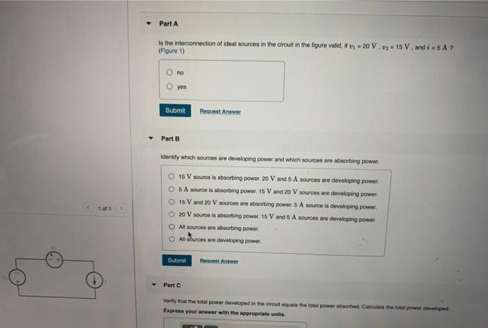 Solved Part A Is the interconnection of ideal sources in the | Chegg.com