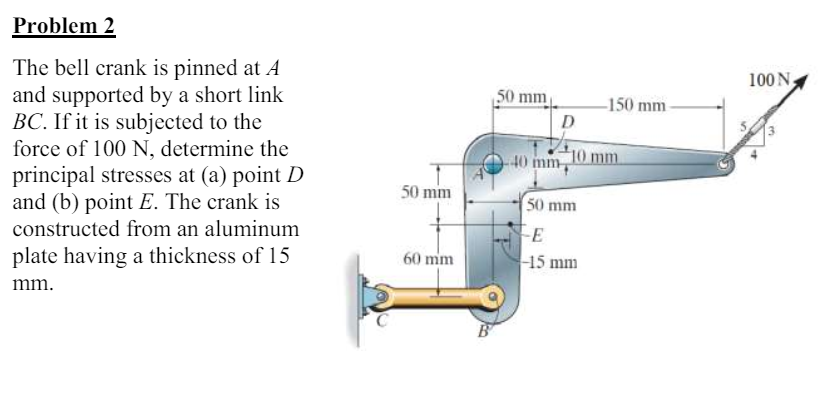 Solved Problem 2The bell crank is pinned at Aand supported | Chegg.com