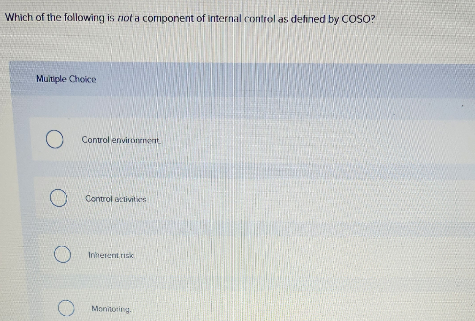 Solved Which of the following is not a component of internal | Chegg.com