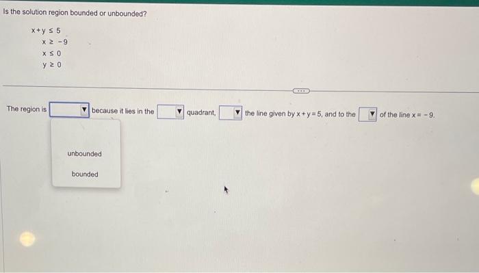 Solved Is the solution region bounded or unbounded? | Chegg.com