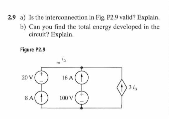Solved 2.9 a) Is the interconnection in Fig. P2.9 valid? | Chegg.com