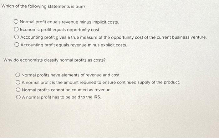 Solved Which of the following statements is true? Normal | Chegg.com