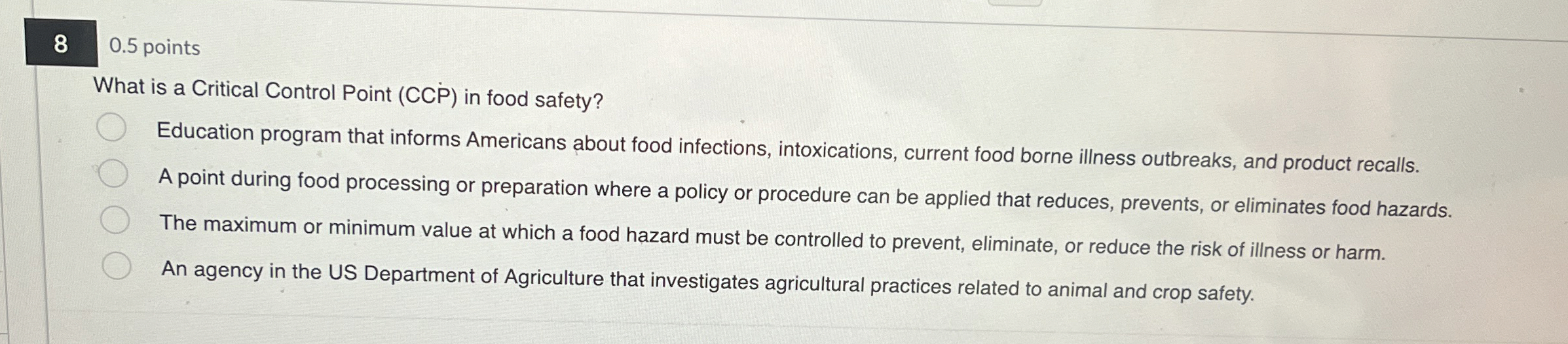 Solved 80.5 ﻿pointsWhat is a Critical Control Point (CCP) | Chegg.com