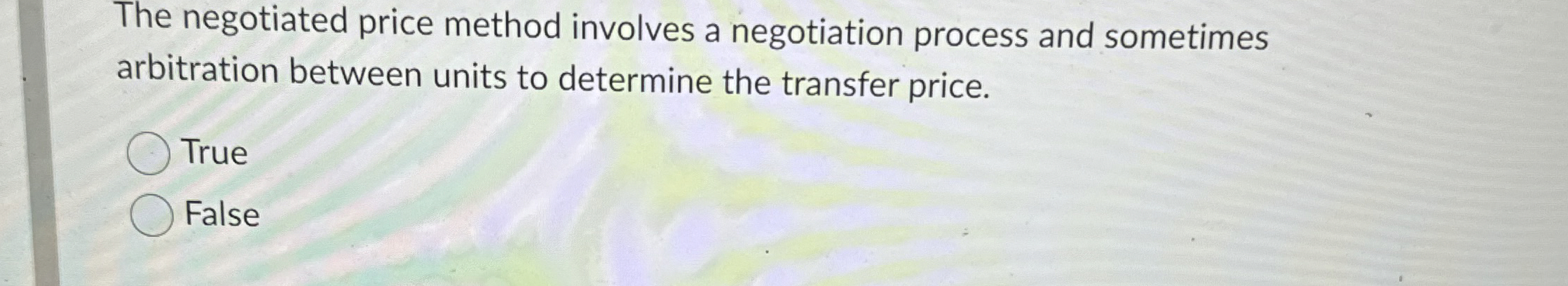 Solved The negotiated price method involves a negotiation | Chegg.com