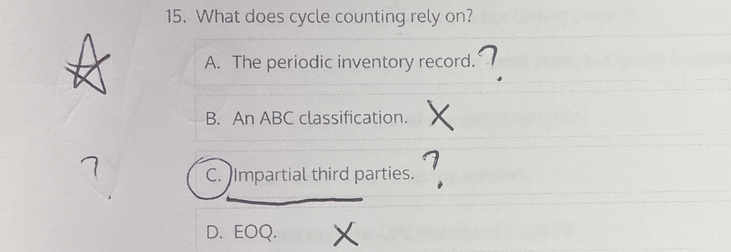 Solved What does cycle counting rely on?A. ﻿The periodic | Chegg.com
