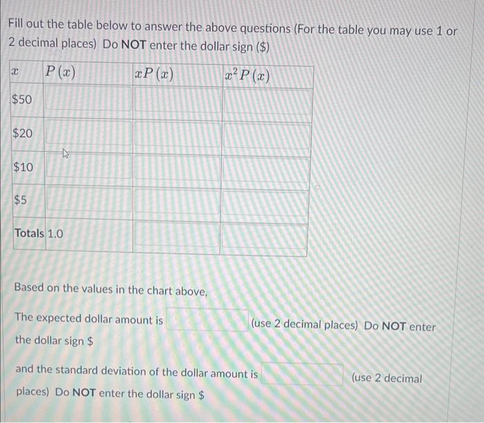 Solved Fill out the table below to answer the above | Chegg.com