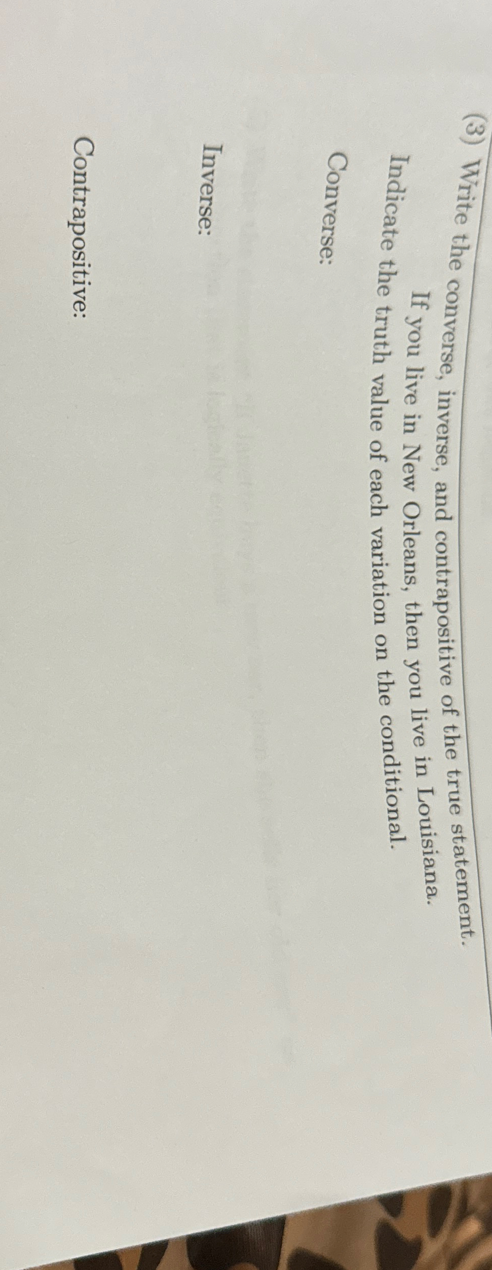 Solved 3 ﻿write The Converse Inverse And Contrapositive 0369