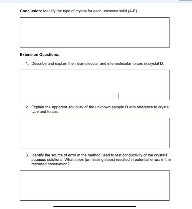 Solved The Nature of Crystals Lab Crystalline solids are | Chegg.com