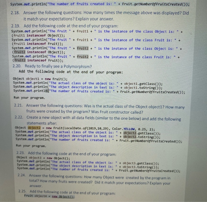 Class Fruit is on top of inheritance hierarchy, it | Chegg.com