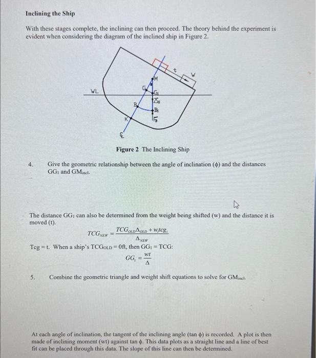 Inclining the Ship With these stages complete, the | Chegg.com