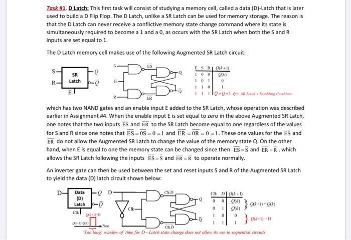 Solved Task #1. D Latch: This first task will consist of | Chegg.com