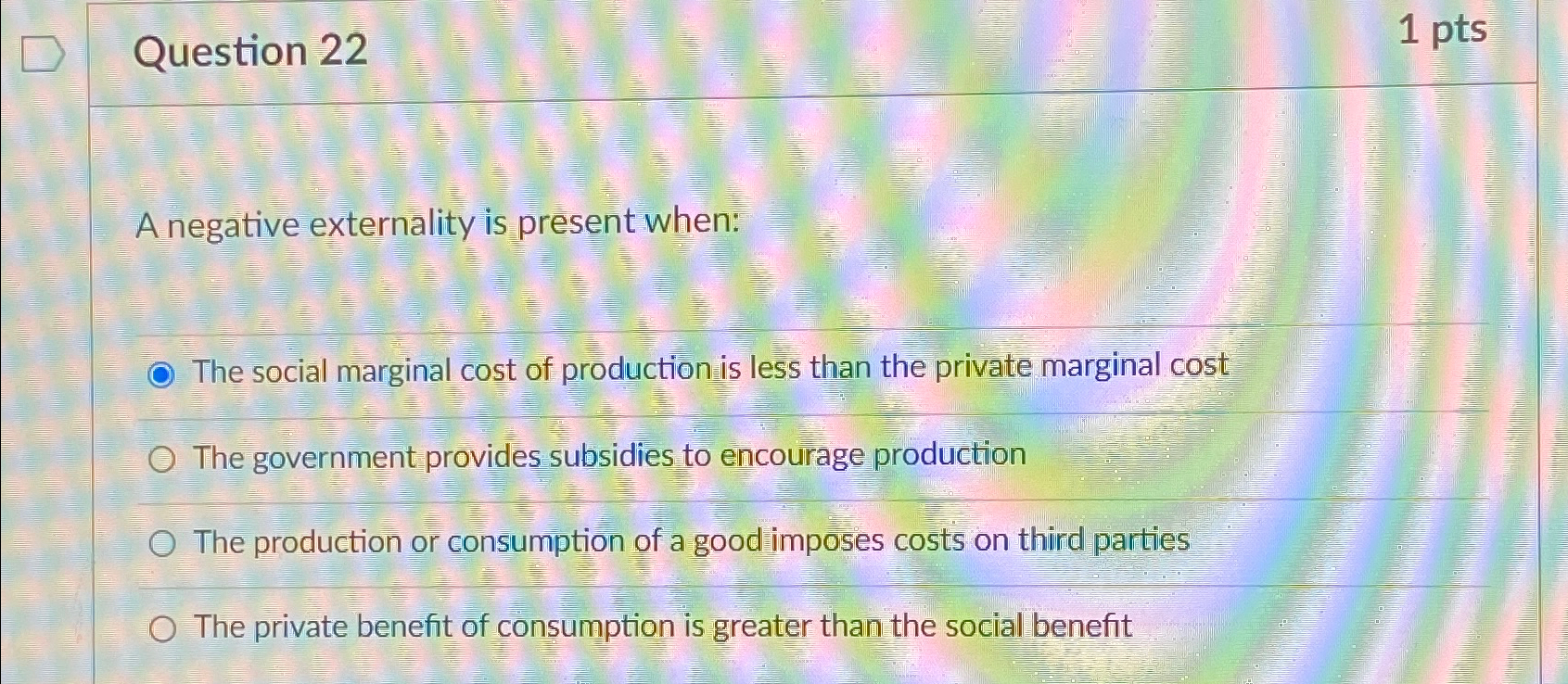 Solved Question 221 ﻿ptsA negative externality is present | Chegg.com