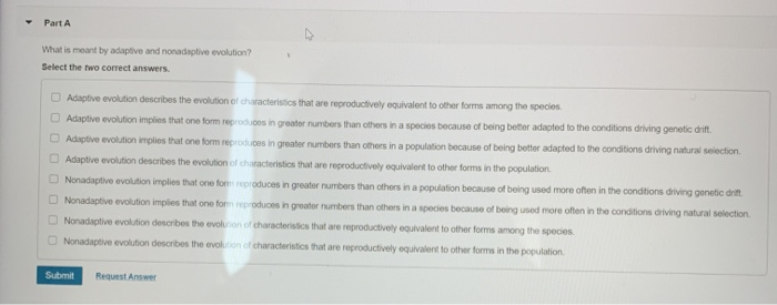 Solved Part A What is meant by adaptive and nonadaptive | Chegg.com