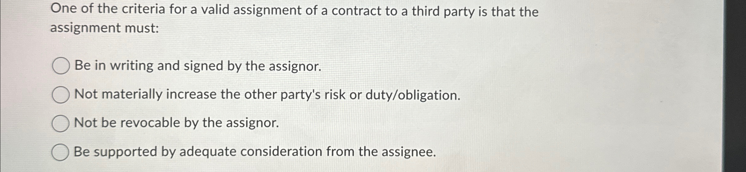 Solved One of the criteria for a valid assignment of a | Chegg.com