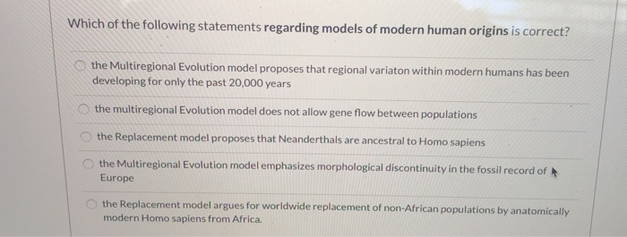 Solved Which of the following statements regarding models of | Chegg.com