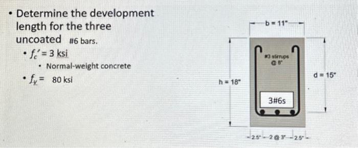 Solved - Determine the development length for the three | Chegg.com