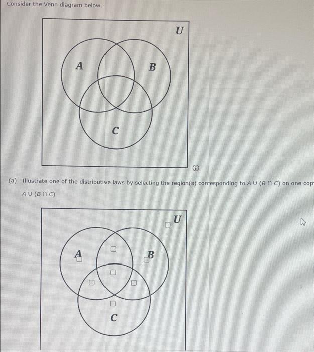 Solved Consider the Venn diagram below. (a) Illustrate one | Chegg.com