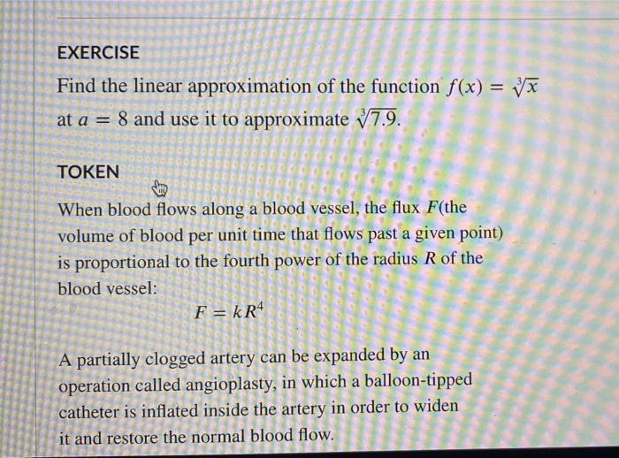 Solved EXERCISE V Find the linear approximation of the | Chegg.com