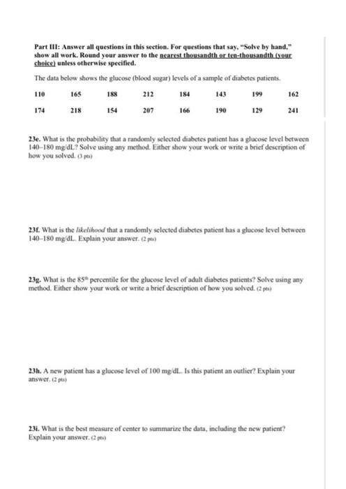 Solved Part III: Answer all questions in this section. For | Chegg.com Solved Part III: Answer all questions in this section. For | Chegg.com