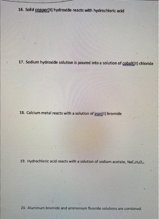Solved Lab 5: Net lonic Equations For each reaction below, | Chegg.com