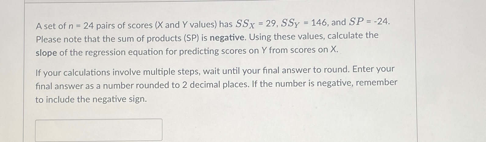 Solved A set of n=24 ﻿pairs of scores ( x ﻿and Y ﻿values) | Chegg.com